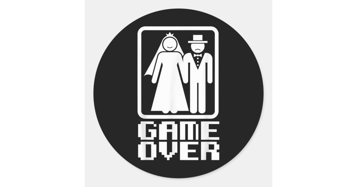Game Over Shirt Funny Wedding Bride Groom Gamer Te Classic Round ...
