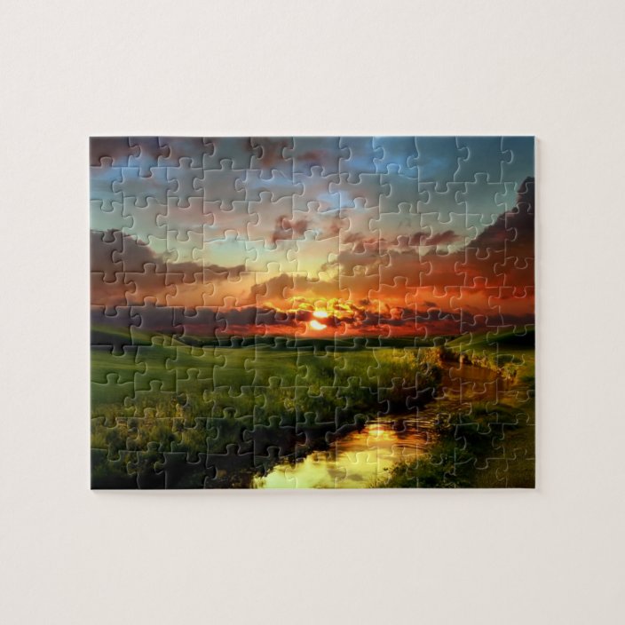 Game Puzzle-Countryside Sunset Jigsaw Puzzle | Zazzle.com
