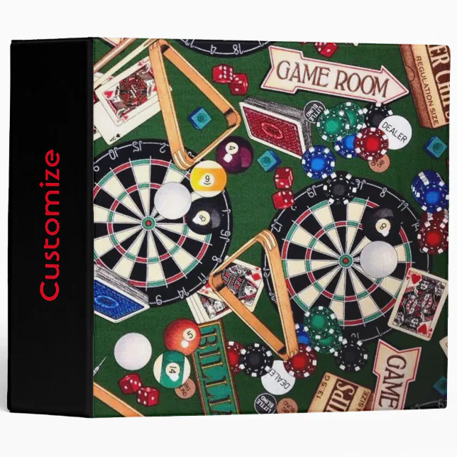 Game Room Billiards 3-Ring Binder | Zazzle