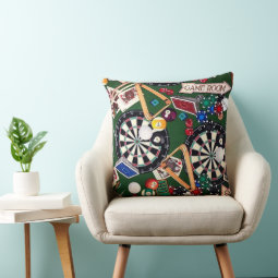 Game Room Billiards Cards Throw Pillow | Zazzle
