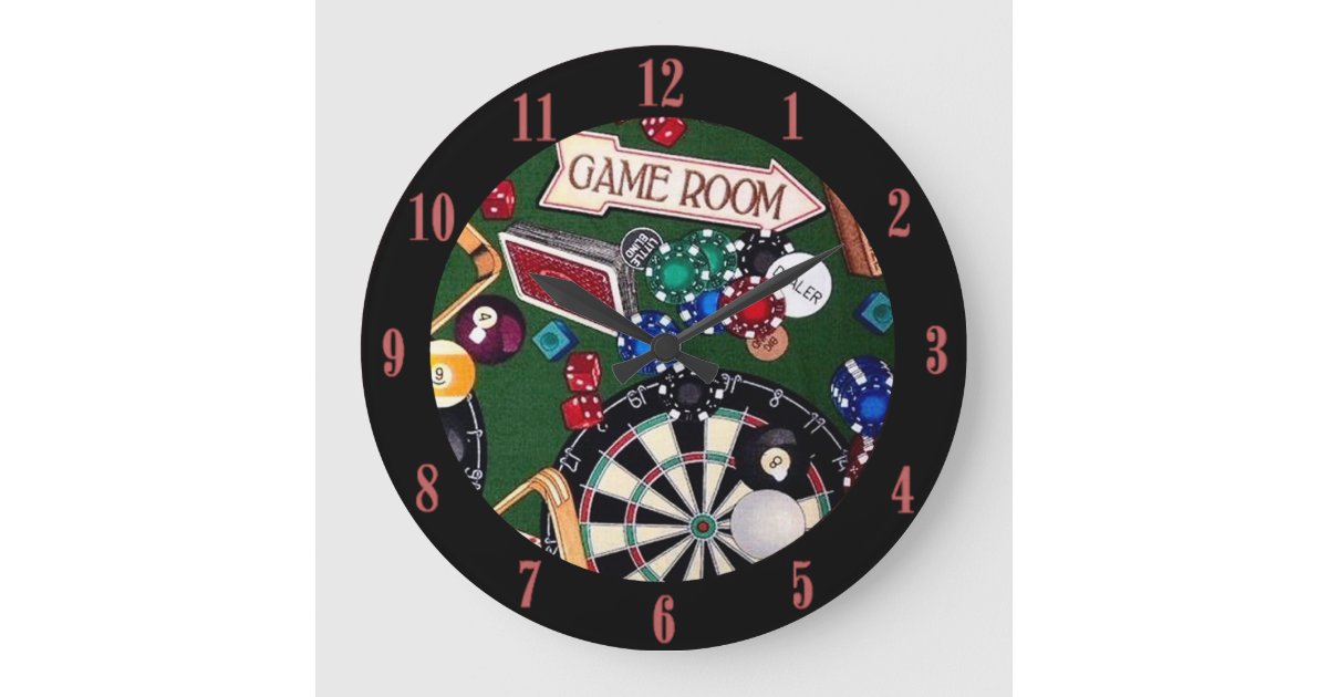 Game Room Billiards Large Clock | Zazzle
