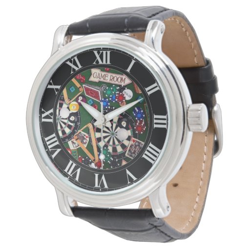 Game Room Darts Billiards Cards Wrist Watch | Zazzle