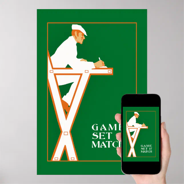 Game set and match, retro tennis referee poster | Zazzle