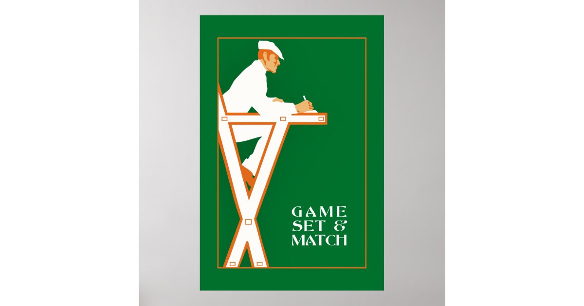 Game set and match, retro tennis referee poster | Zazzle