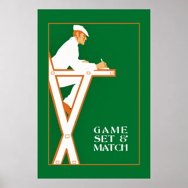 Game set and match, retro tennis referee poster | Zazzle