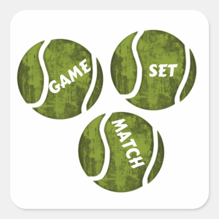 GAME SET MATCH SQUARE STICKER | Zazzle