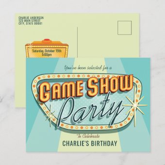 Game Show Party Invitation Postcard | Zazzle