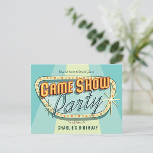 Game Show Party Invitation Postcard | Zazzle