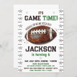 Game time football birthday invitation for a boy | Zazzle