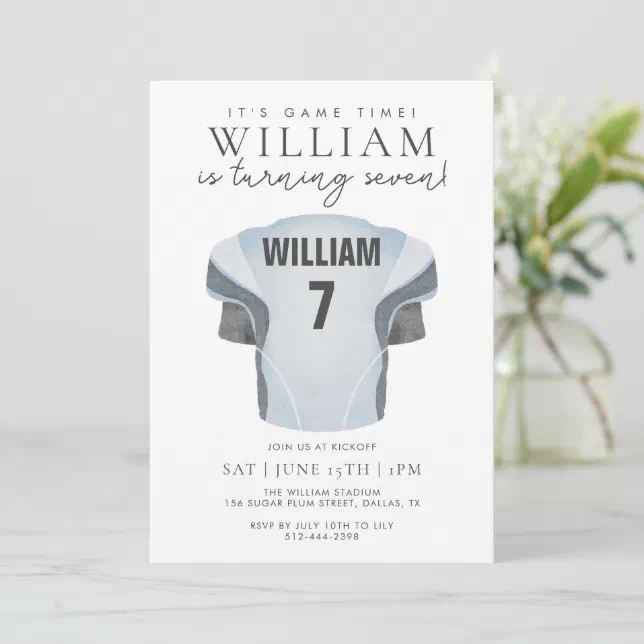 Game Time Football Jersey Birthday Invitation | Zazzle