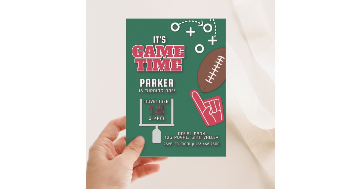 Game Time, Football party, Football Theme,Birthday Invitation | Zazzle
