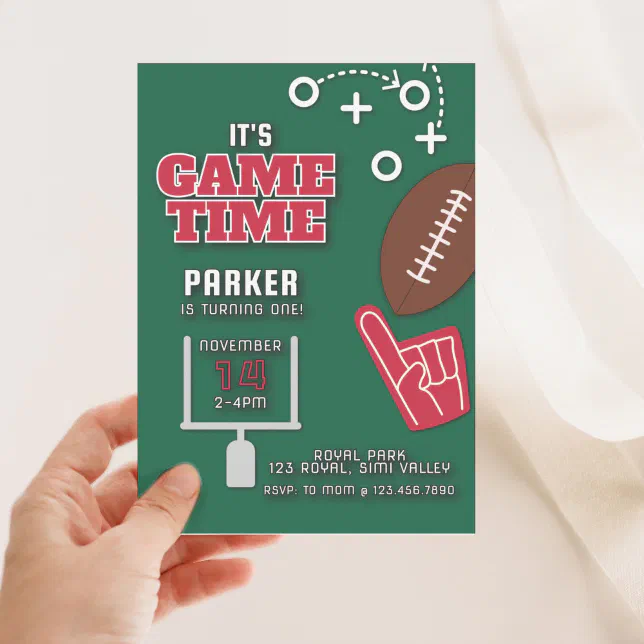 Game Time, Football party, Football Theme,Birthday Invitation | Zazzle