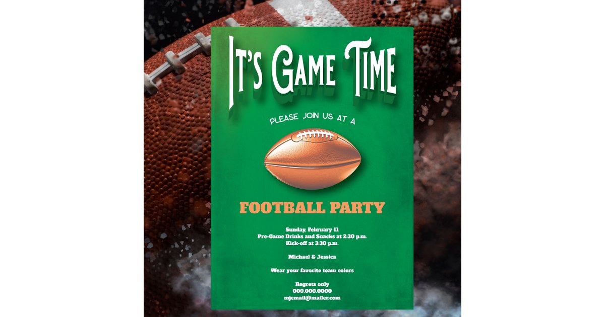 Game Time Football Party Invitation | Zazzle