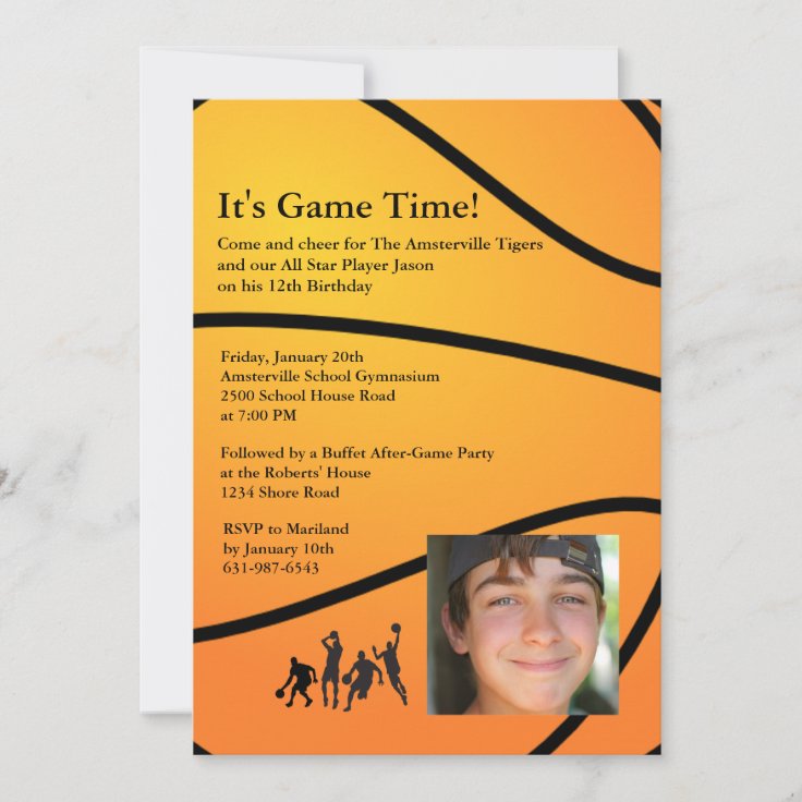 Game Time Photo Basketball Invitation | Zazzle
