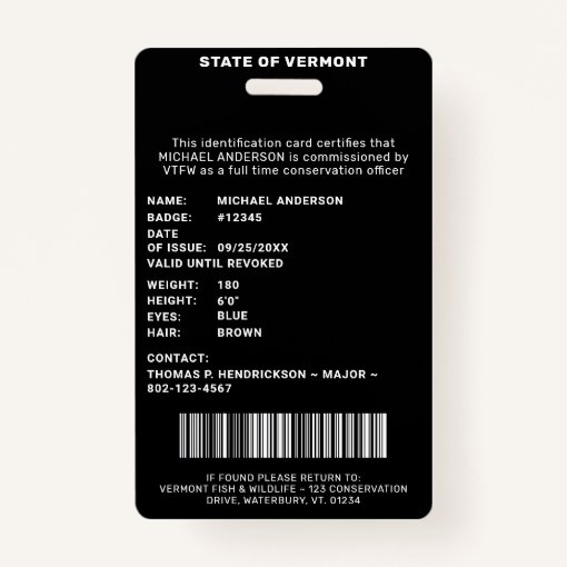 Game Warden Conservation Officer Logo Photo ID Badge | Zazzle