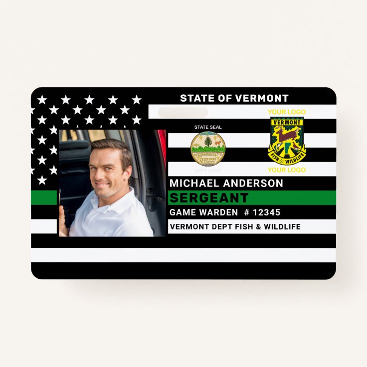 Game Warden Conservation Officer Photo Logo ID Badge | Zazzle