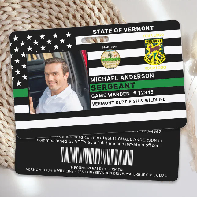 Game Warden Conservation Officer Photo Logo ID Badge | Zazzle