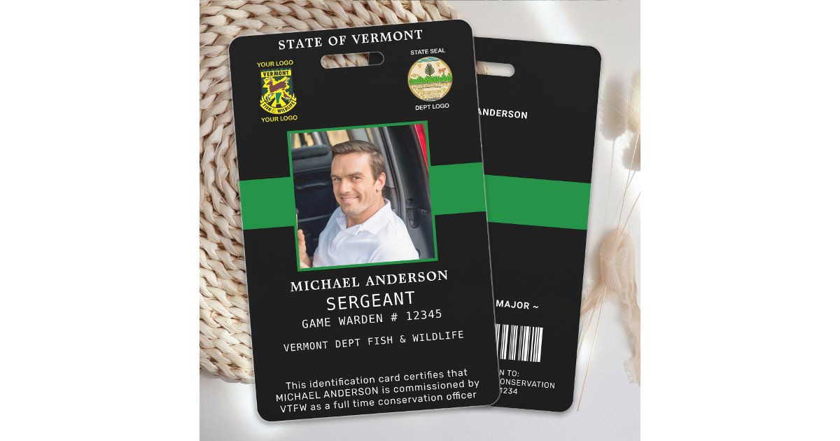 Game Warden Law Enforcement Officer Photo Logo ID Badge | Zazzle