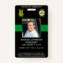 Game Warden Law Enforcement Officer Photo Logo ID Badge | Zazzle