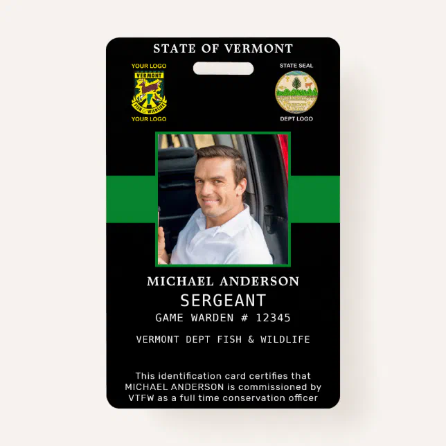 Game Warden Law Enforcement Officer Photo Logo ID Badge | Zazzle