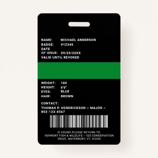 Game Warden Law Enforcement Officer Photo Logo ID Badge | Zazzle