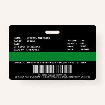 Game Warden Professional Officer Logo Photo ID Badge | Zazzle