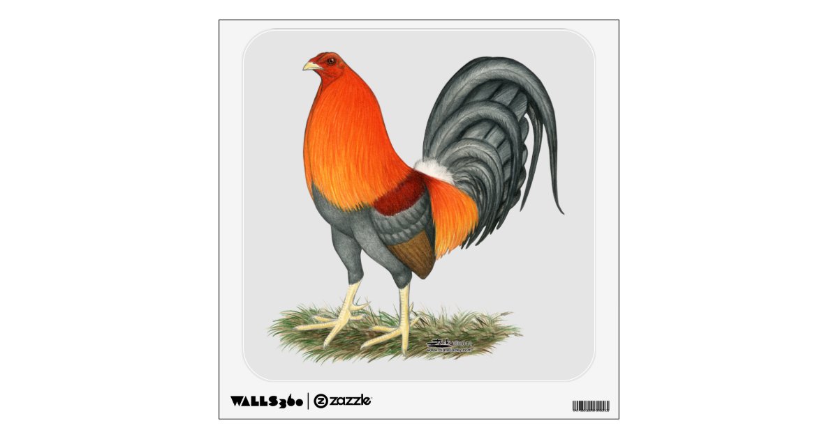 Gamecock Blue Red Rooster Wall Sticker | Zazzle