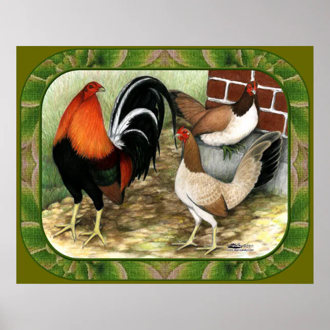 Gamefowl On the Farm Poster | Zazzle