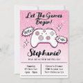 Gamer Controller Girly Pink Glitter 13th Birthday Invitation | Zazzle
