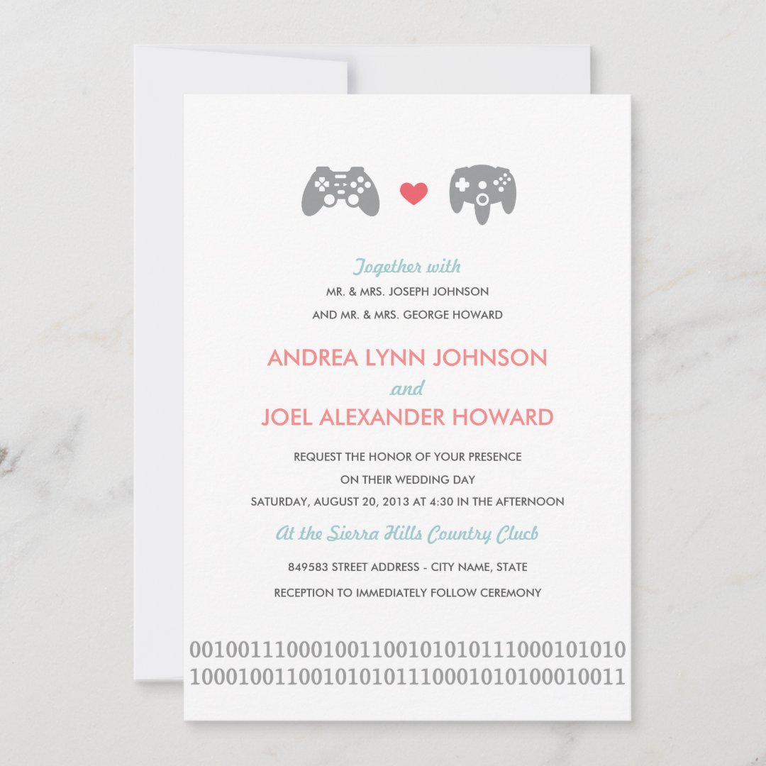 Gamer Controller Love Wedding Invitation | Zazzle