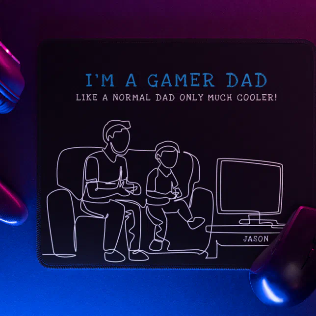Gamer Dad | Monogram Father's Day Mouse Pad | Zazzle