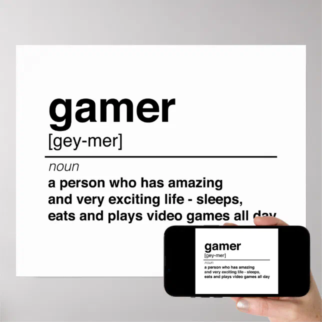 Gamer definition poster | Zazzle