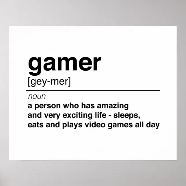 Gamer definition poster | Zazzle