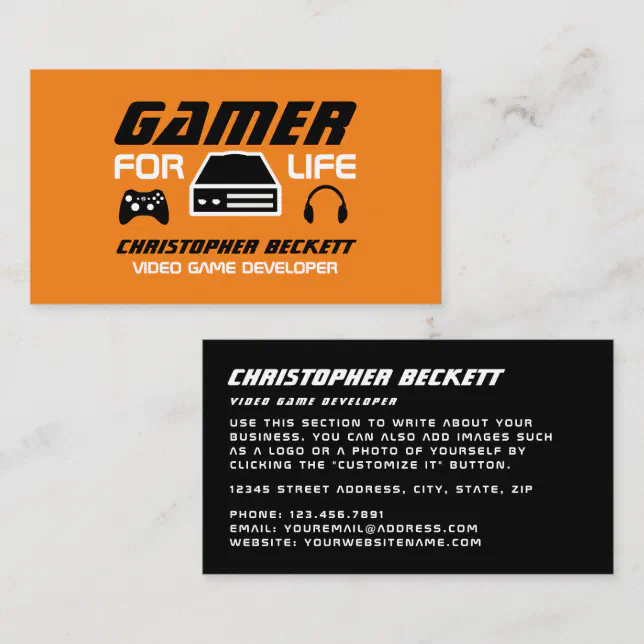 Gamer for Life, Video Game Developer, Designer Business Card | Zazzle