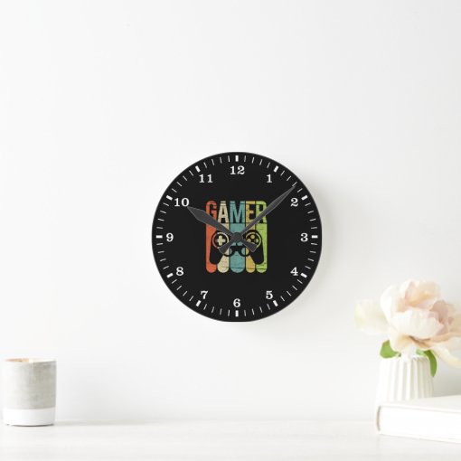 Gamer Game Controller Round Clock | Zazzle