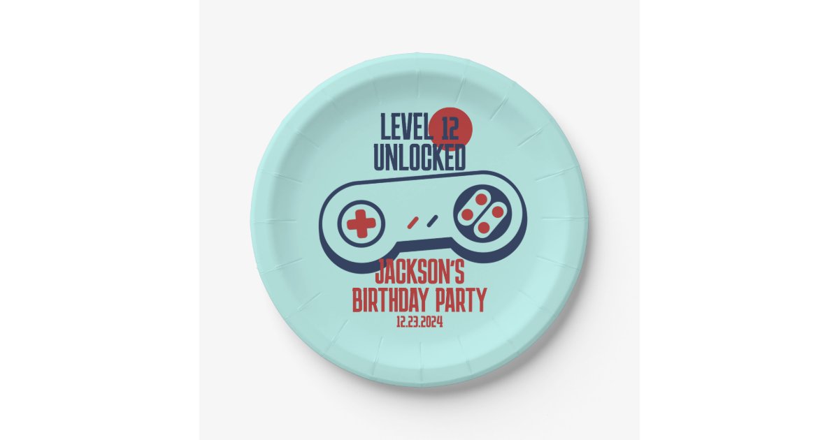 Gamer Gaming Level Unlocked Video Games Birthday Paper Plates | Zazzle