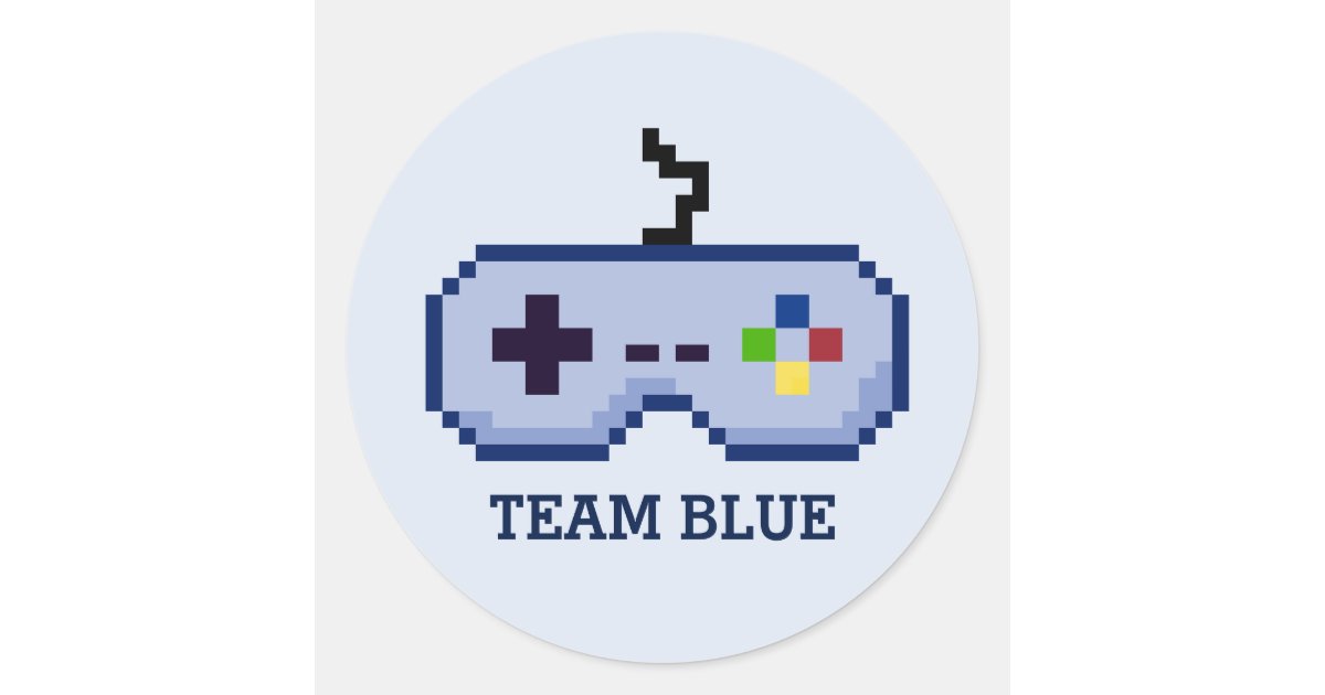 Gamer Gender Reveal Team Blue Stickers | Zazzle