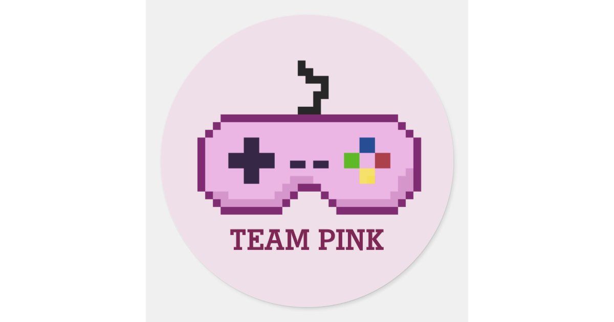 Gamer Gender Reveal Team Pink Stickers | Zazzle