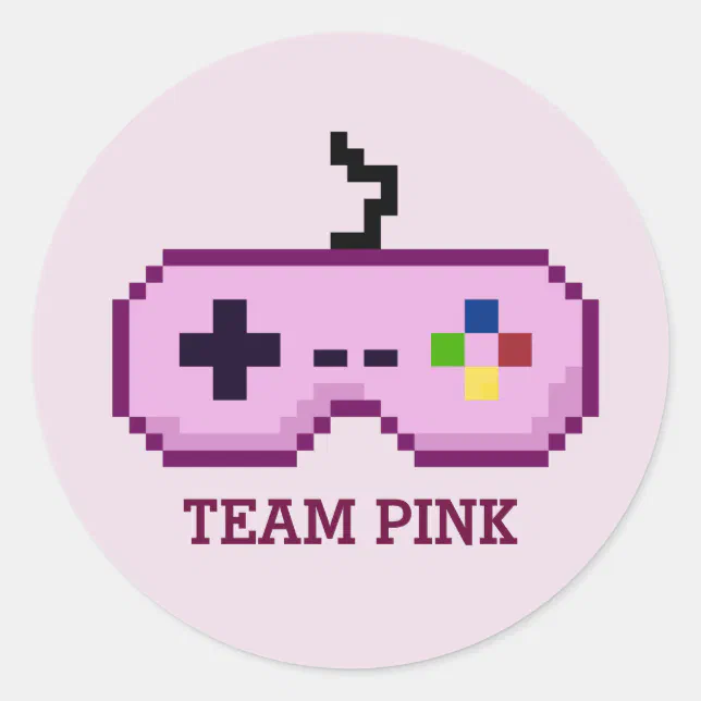Gamer Gender Reveal Team Pink Stickers | Zazzle