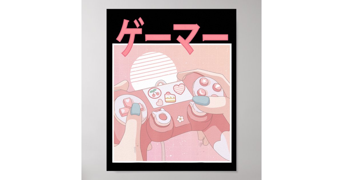 Gamer Girl Anime Kawaii Gaming Cute Video Game Wom Poster | Zazzle