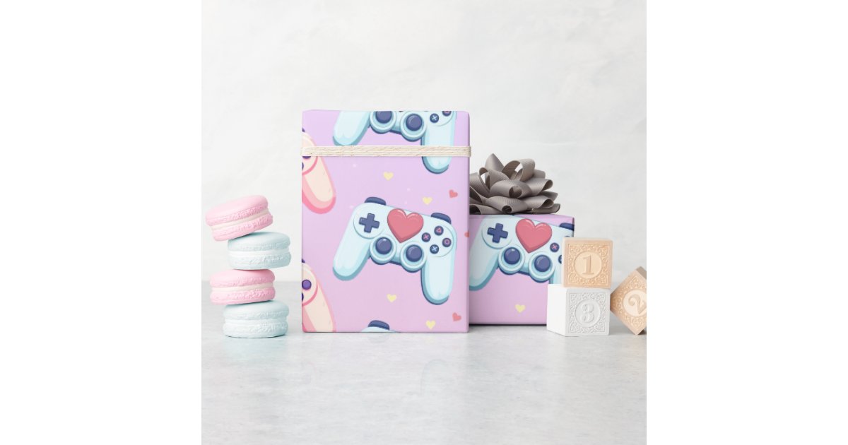 Gamer Girl Colorful Pink Video Game Wrapping Paper | Zazzle