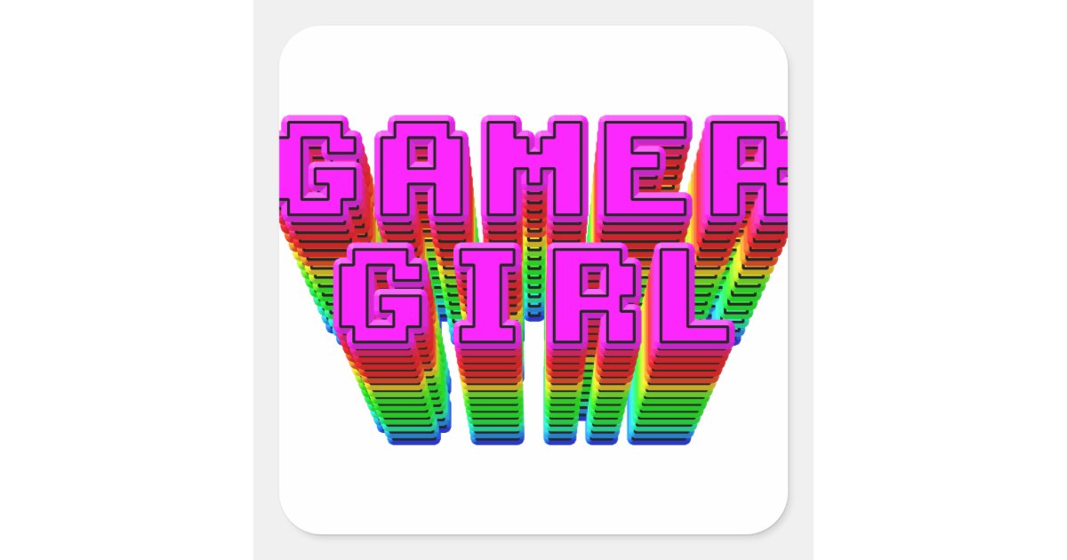 Gamer Girl Text Square Sticker | Zazzle