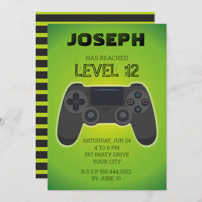Gamer invitation, video game level up invitation | Zazzle