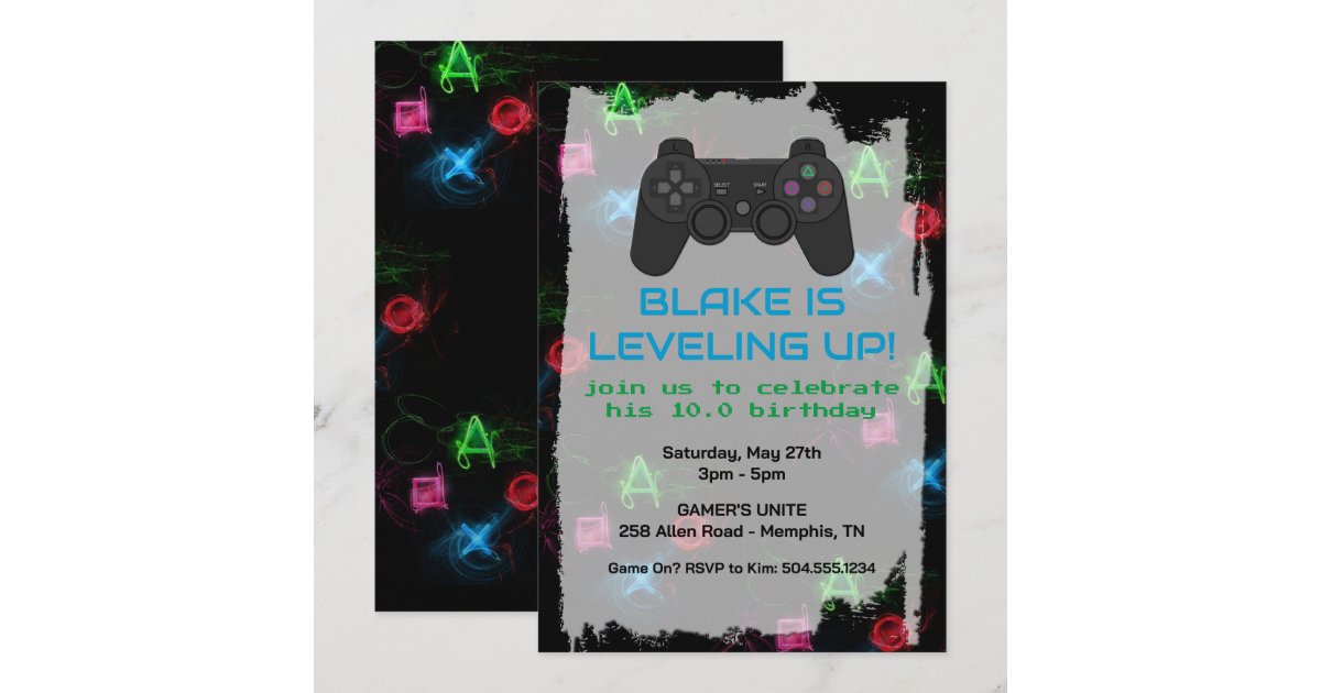 Gamer Invitations, Gaming Invitations, PS Invites | Zazzle