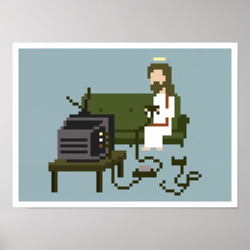 Gamer Jesus Pixel Art Poster | Zazzle