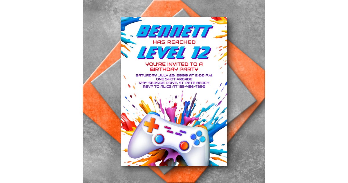 Gamer Level Up Birthday Invitation | Zazzle