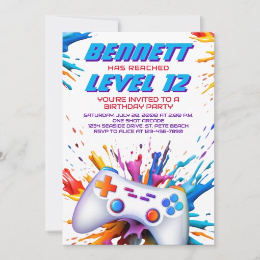 Gamer Level Up Birthday Invitation | Zazzle