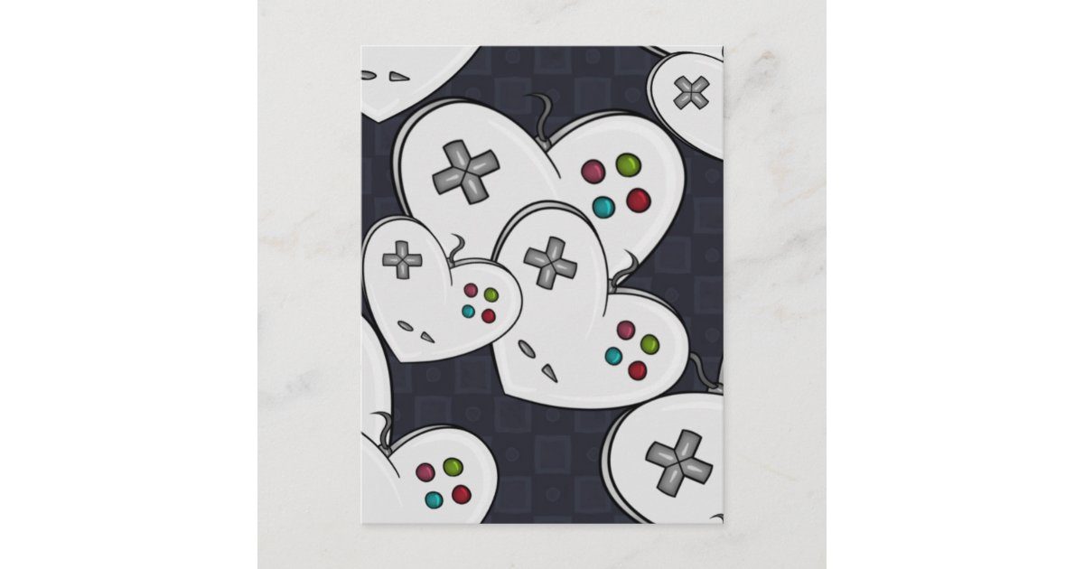 Gamer Love Controller Heart Postcard | Zazzle