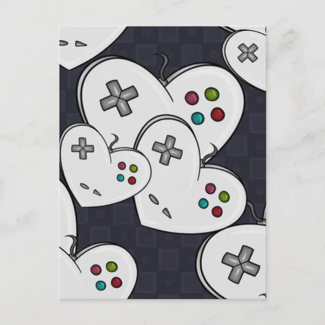 Gamer Love Controller Heart Postcard | Zazzle