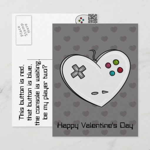 Gamer Love Controller Heart Valentine Holiday Postcard | Zazzle